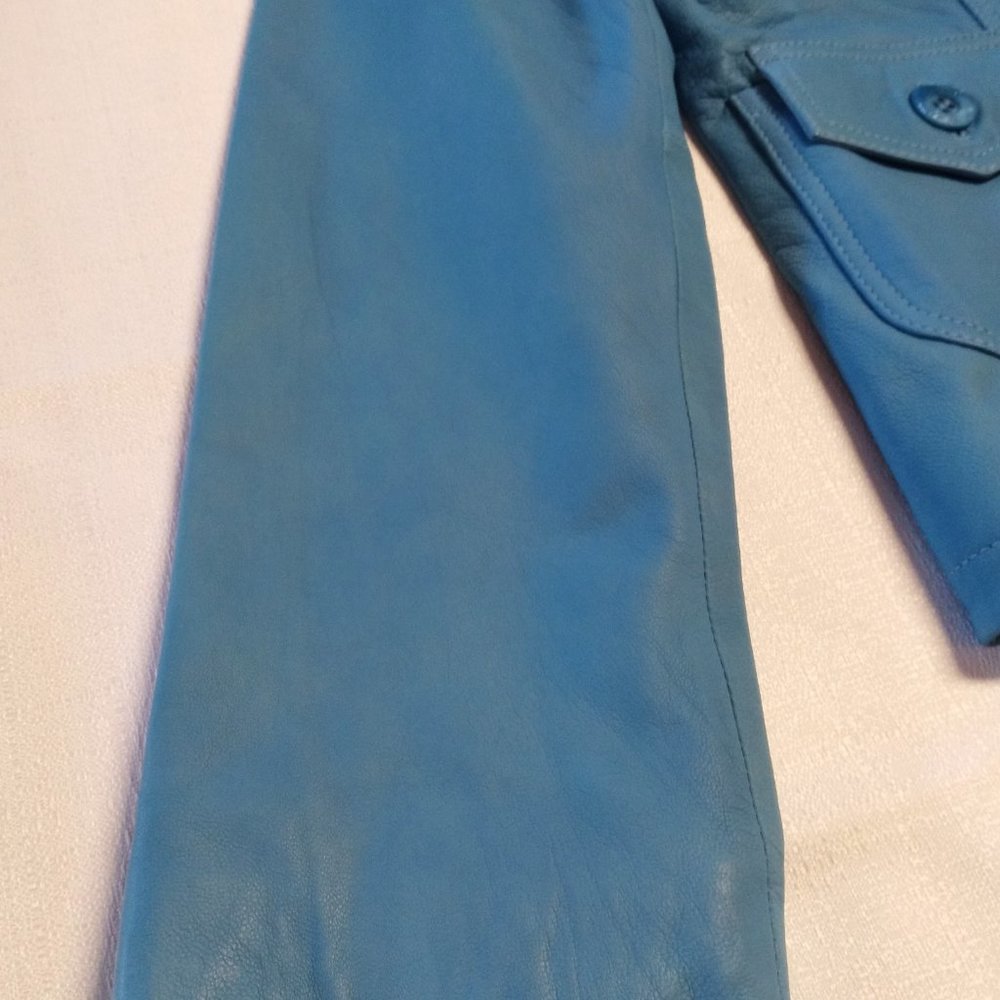 Nicola Berti Turquoise Leather Jacket - Gem